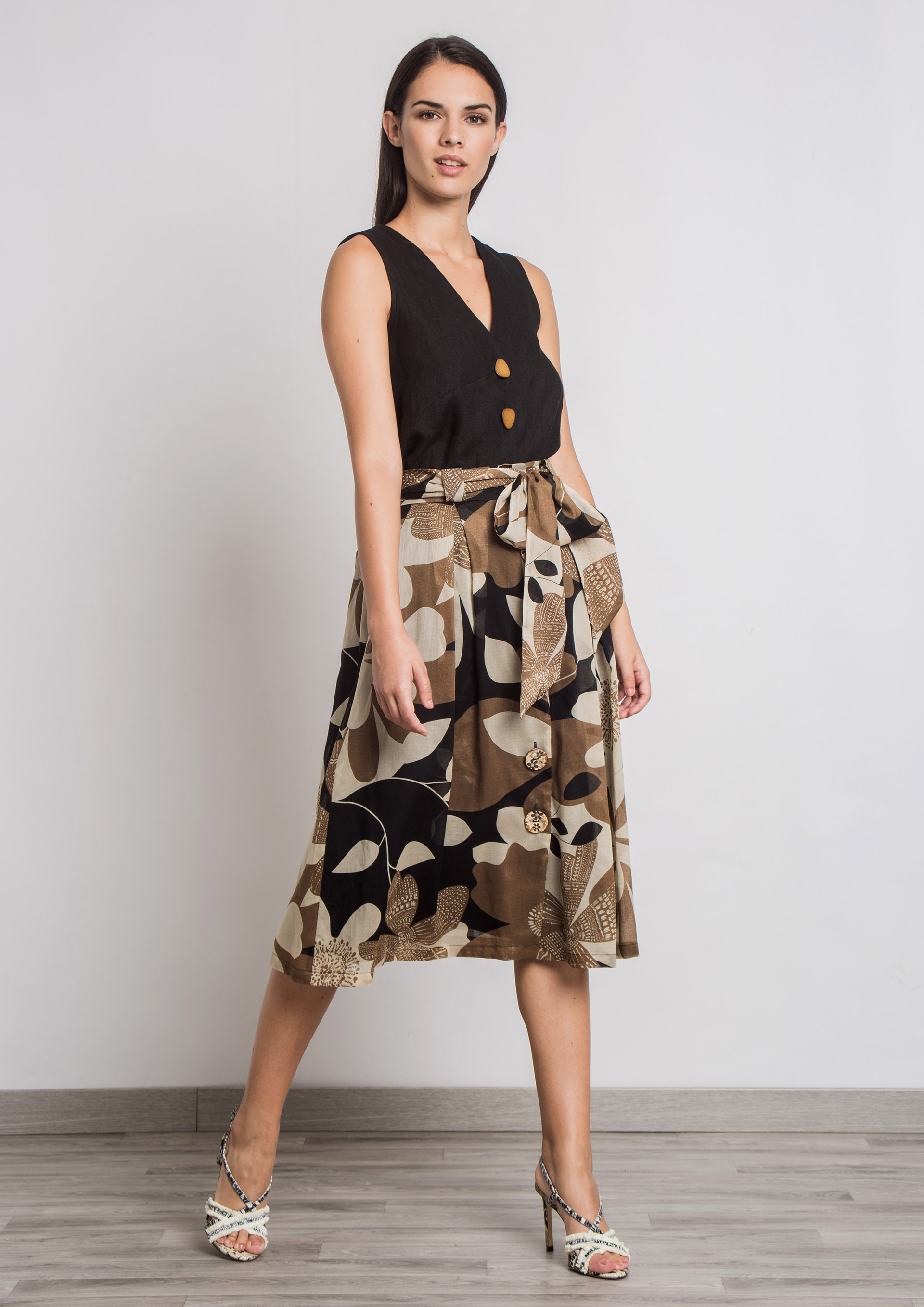 Falda Midi De Estampado Floral