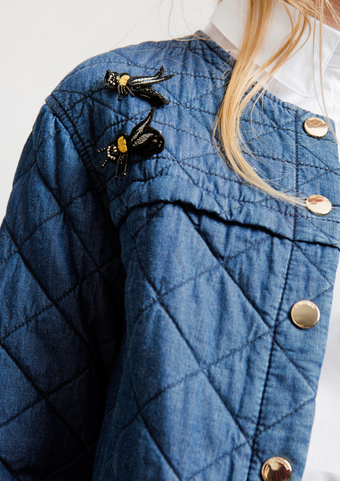 Quilted denim jacket.